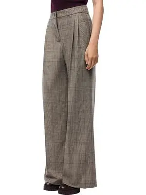 Pinko Plumeria Pleated Wide Leg Pants - Beige/burgundy