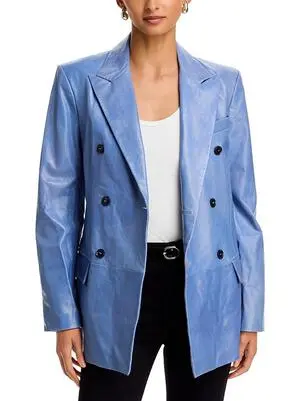 FRAME The Leather Boulevard Blazer - Periwinkle