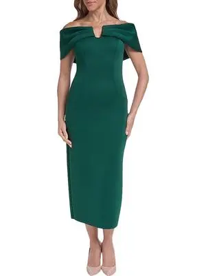 Eliza J Off-the-shoulder Fitted Dress - Hunter
