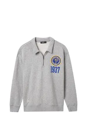 Junk Food Clothing Los Angeles Rams Flocked Quarter Zip Sweatshirt - Heather Grey