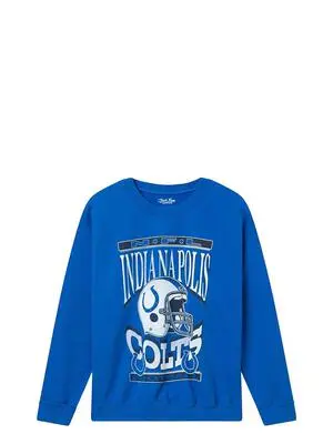 Junk Food Clothing Indianpolis Colts Helmet Flea Market Crew Fleece Sweatshirt - Royal