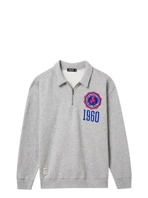 Junk Food Clothing New England Patriots Flocked Quarter Zip Sweatshirt - Heather Grey