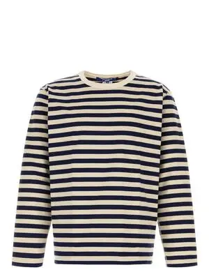 Junya Watanabe Embroidered Cotton T-shirt With Striped Detail For - Stripped