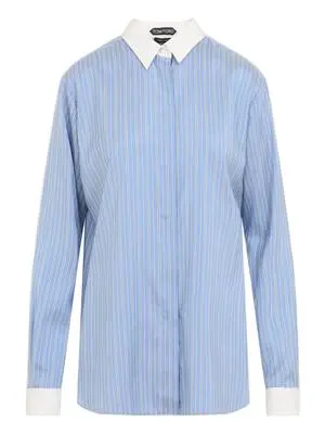 TOM FORD Striped Silk Shirt - Blue