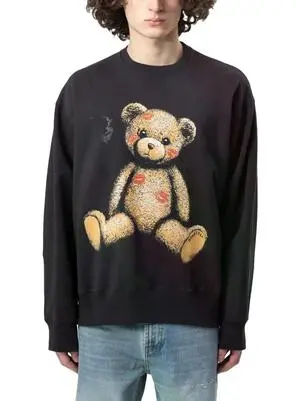 DOMREBEL Big Kiss Teddy Bear-print Sweatshirt - Black