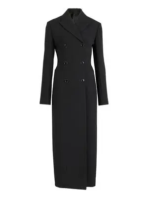 Alaïa Tailored Wool Blend Crepe Coat - Noir
