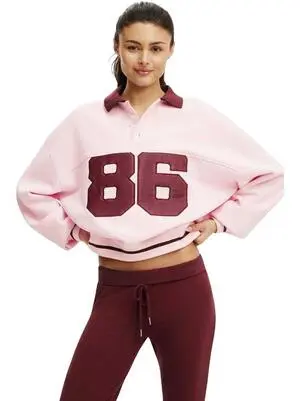 Cotton:on Active Plush Oversized Rugby Sweatshirt - Cherry Dream