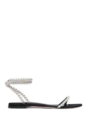 ZENA ZIORA Lady Antoinette Pearl Flat Sandal - Black