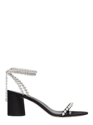 ZENA ZIORA Lady Antoinette 60 Pearl Block Heel Sandal - Black