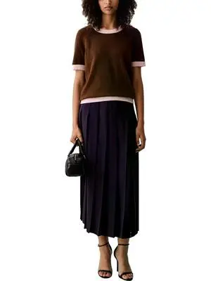 Luisa Spagnoli Casilda Contrast-trim Short-sleeve Sweater - Brown