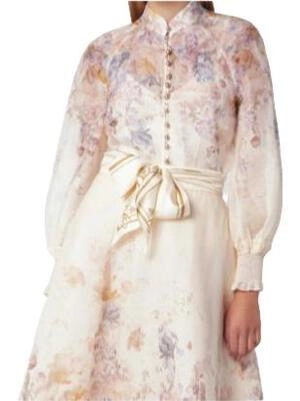 Zimmermann Long-sleeve Shirt With A Stand-up Collar - Cream