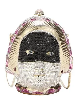 JUDITH LEIBER Multicolor Crystal Embellished Venetian Mask Minaudière