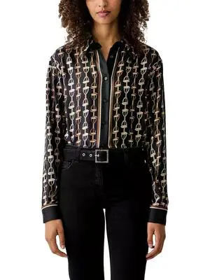 Luisa Spagnoli Lusia Stirrup-print Button-up Shirt - Black