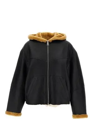 HALFBOY Bomber In Montone Reversibile Con Cappuccio - Nero