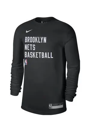 Nike Dri-fit Nba Practice Long Sleeve T-shirt 'brooklyn Nets - Black