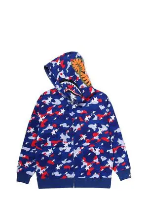 A BATHING APE A Bathing Ape Sta Strike Camo Shark Relaxed Fit Full Zip Hoodie 'blue' Blue