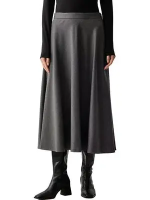 Luisa Spagnoli High-waisted A-line Midi Skirt - Grey