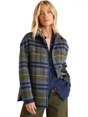 HAVEN WELL WITHIN Wool Blend Plaid Shacket - Grape Leaf Plaid