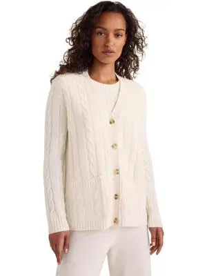 HAVEN WELL WITHIN Cashmere Cable Knit Cardigan Chiffon
