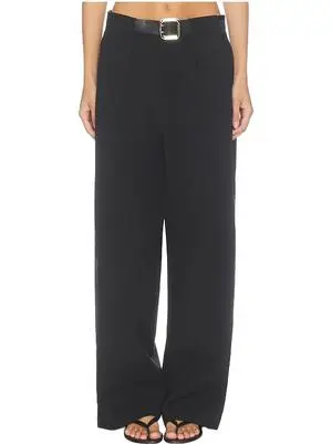 Source Unknown Matteo Belted Tuck Trousers - Black