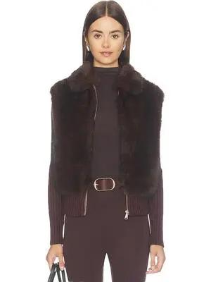 Source Unknown Meti Eco Fur Zip Cardigan - Brown