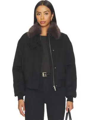Paris Georgia Elemental Utilitarian Bomber With Fur Collar - Black