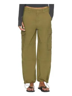 PISTOLA Petra Drawstring Harem Cargo Pant In Green - Deep Moss