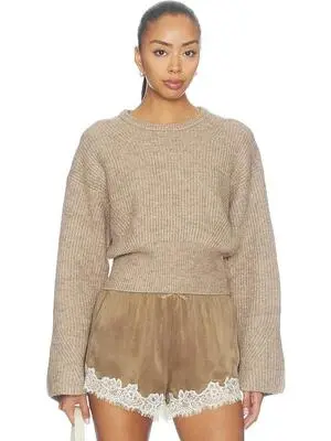 Good American The Chunky Knit Sweater In Brown - Dusk