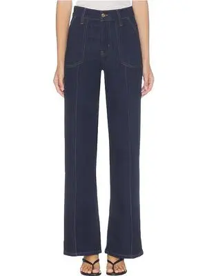 FRAME Frame Le Slim Palazzo Pintuck Pocket In Blue.