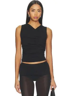 THE LINE BY K Tavi Ruched Tank Top - Black