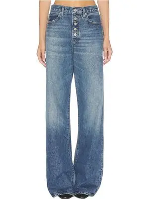 FRAME The Loose Exposed Buttons Jeans In Blue - Soundwave