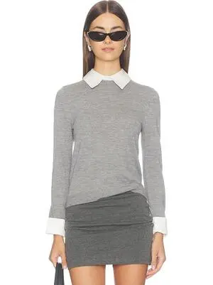 Alice + Olivia Poral Collared Sweater In Grey - Medium Heather Grey