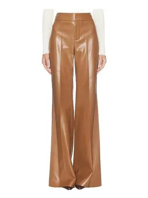 Alice + Olivia Dylan Faux Leather Pant In Brown - Camel
