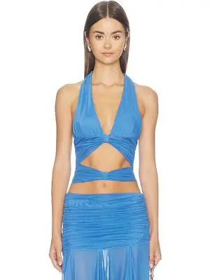 TIGER MIST Clea Halter Top In Blue - Cobalt