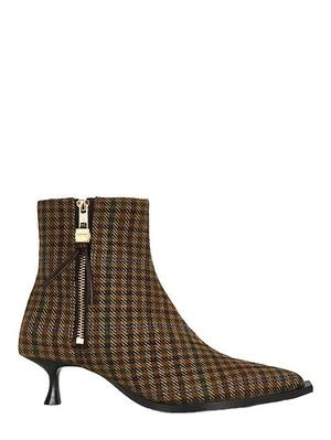 GANNI Ana Ankle Boot Deep Vintage Check In Brown - Multi