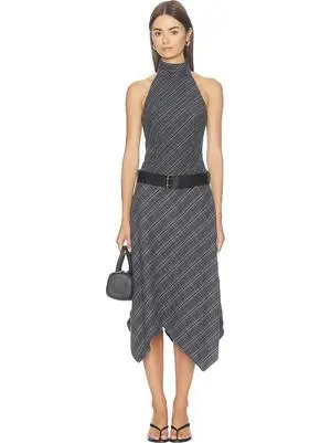 ALL THE WAYS All The Ways Noa High Neck Midi Dress In Grey.