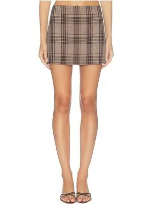 Superdown Mariam Mini Skirt In Brown - Plaid Multi