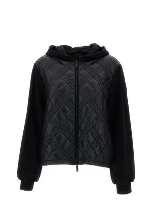 Moncler FELPA CON CAPPUCCIO E PANNELLO TRAPUNTATO Nero