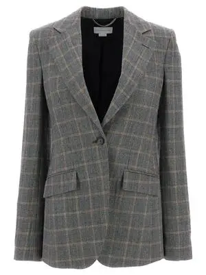 STELLA MCCARTNEY GIACCA MONOPETTO A QUADRI IN LANA