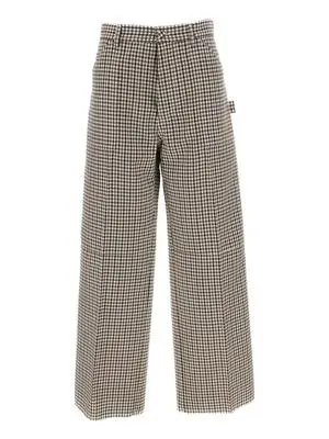 Plan C PANTALONI UTILITY IN LANA A QUADRI Multicolore