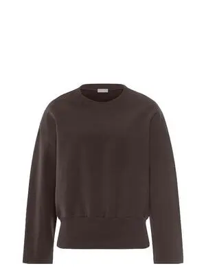 Hanro Natural Living Cotton Blend French Terry Sweatshirt Dark Mocha