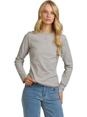 ELLE COLLECTION Embroidered Long Sleeve Shirt - Gris