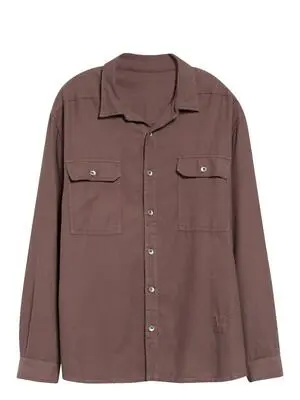 Rick Owens Jumbo Cotton Flannel Button-up Outershirt - Grape