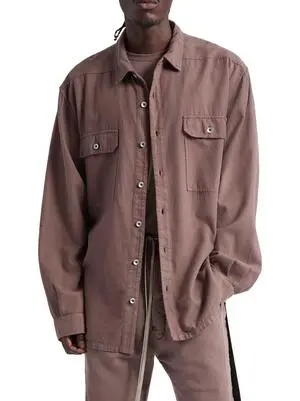 Rick Owens Jumbo Cotton Flannel Button-up Outershirt - Grape