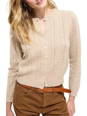 ALEX MILL Gracie Pointelle Wool & Cotton Cardigan - Light Camel