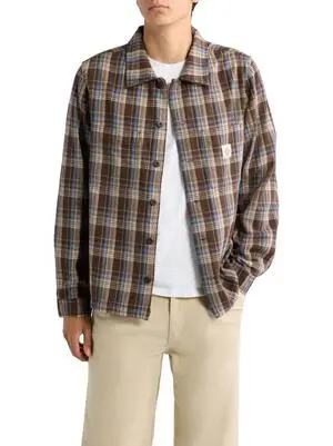 RHYTHM Alex Check Long Sleeve Button Up Shirt - Chestnut