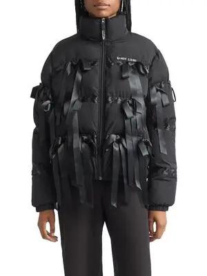 Sandy Liang Visby Puffer Jacket With Bows - Black