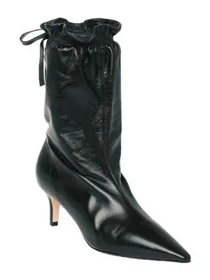 Cinq À Sept Alex Scrunched Leather Bootie - Black