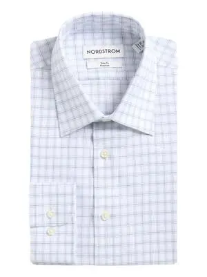 Nordstrom Trim Fit Check Dress Shirt - White Elio Check