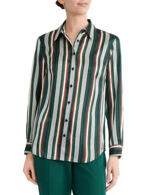 KASPER Striped Long Sleeve Button Down Shirt